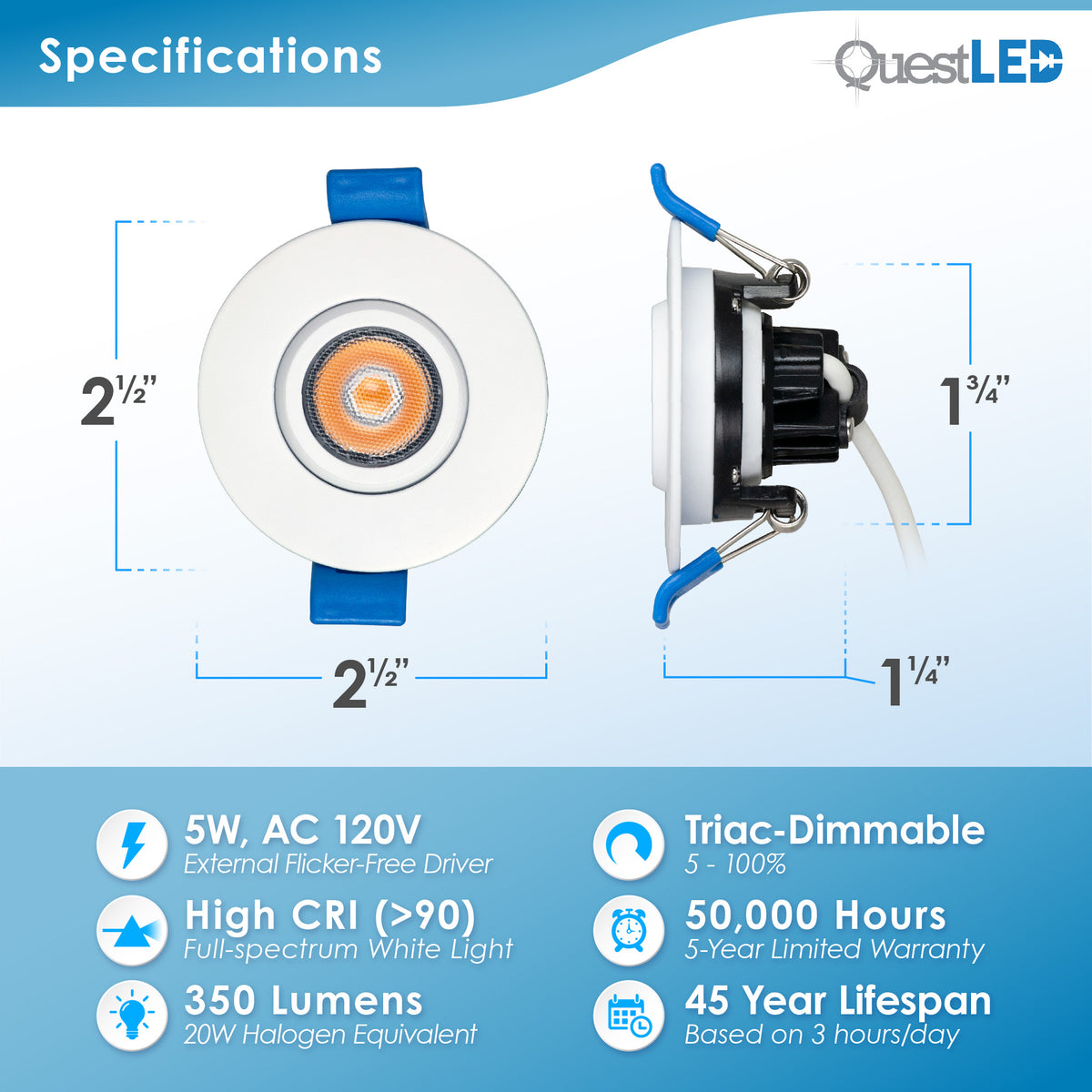 2" Adjustable Downlight With Junction Box (Canless Module) – Quest LED