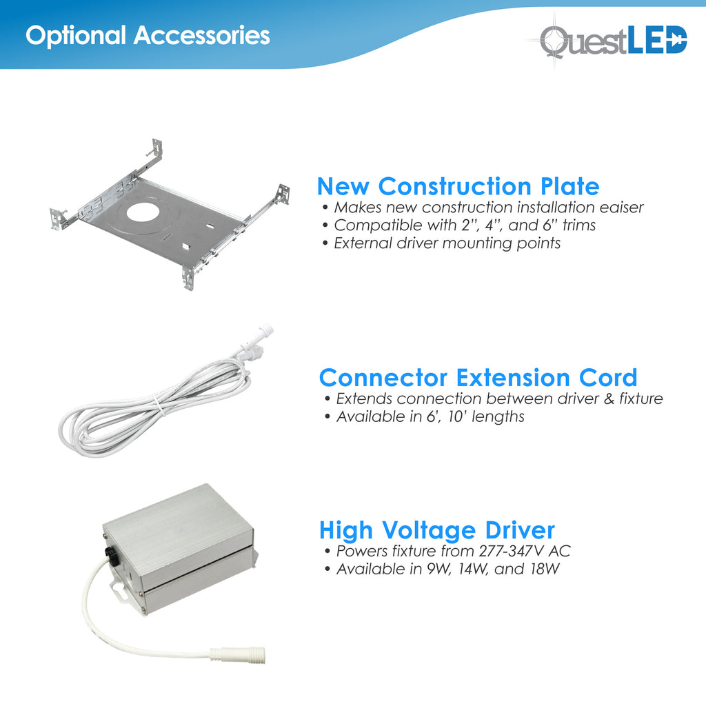 LED 6" Inch Square Wafer Downlight - 14W 1050 Lumens - 3 & 5 CCT: 2700 ...